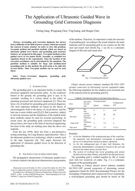 The Application of Ultrasonic Guided Wave in Grounding Grid ... - ijcee