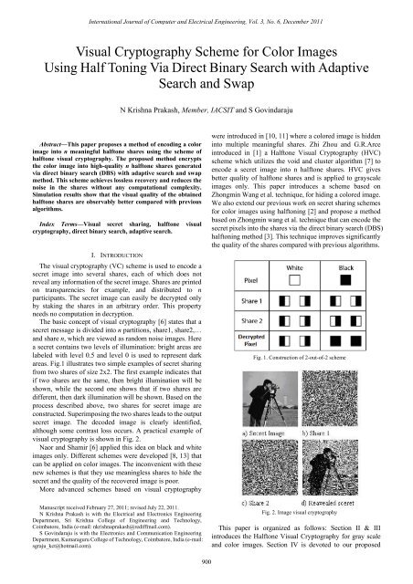 Visual Cryptography Scheme for Color Images Using Half ... - ijcee
