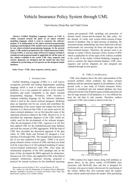 Vehicle Insurance Policy System through UML - ijcee