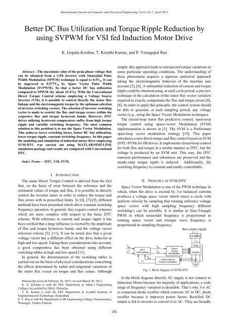 Better DC Bus Utilization and Torque Ripple Reduction by ... - ijcee