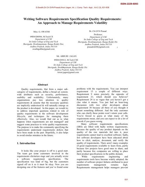 Writing Software Requirements Specification Quality Requirements ...