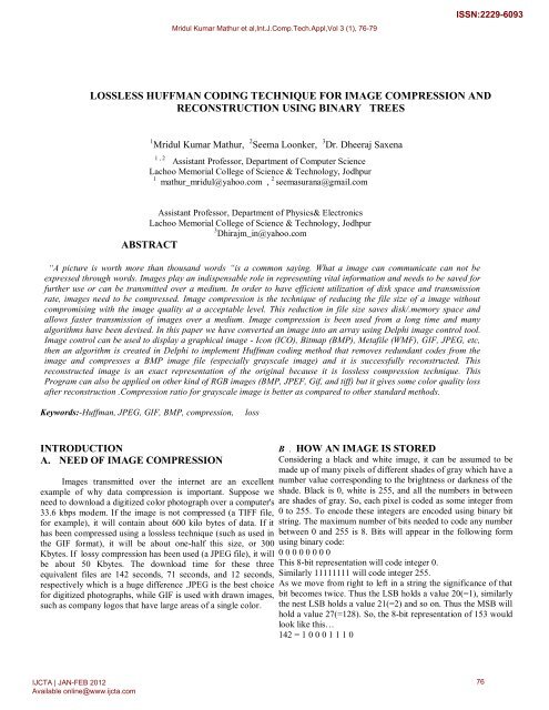 Lossless Huffman Coding Technique For Image Compression And