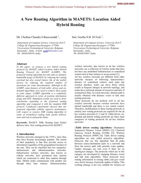 A New Routing Algorithm In Manets Location Aided Hybrid Routing