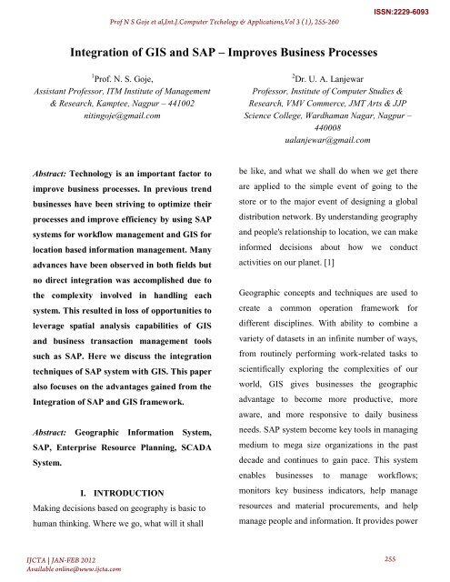 Integration of GIS and SAP â improves Business Processes