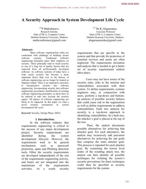 A Security Approach in System Development Life Cycle