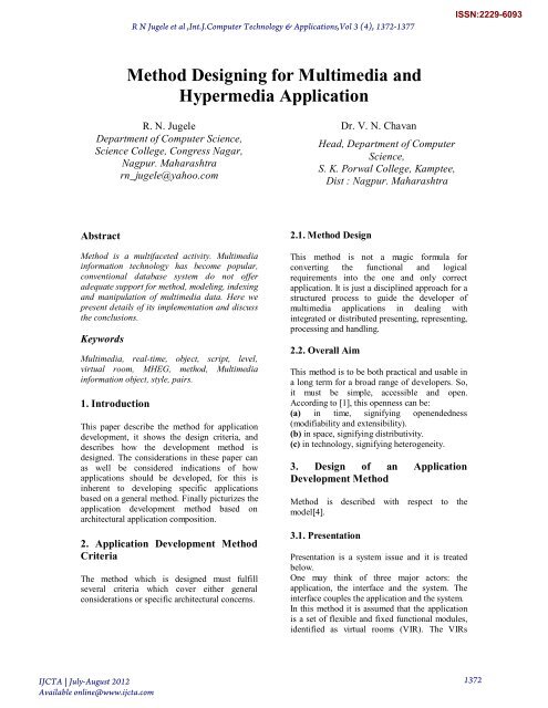 Method Designing for Multimedia and Hypermedia Application