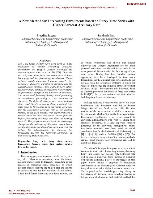 A New Method For Forecasting Enrollments Based On Fuzzy Time