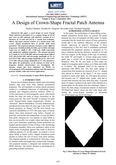 A Design of Crown-Shape Fractal Patch Antenna - ijeit