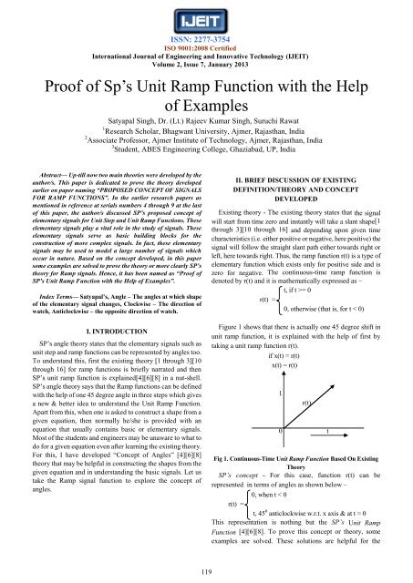 Proof of Sp's Unit Ramp Function with the Help of Examples - ijeit