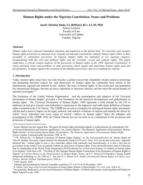 Human Rights under the Nigerian Constitution - International ...