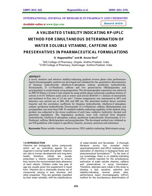 a validated stability indicating rp-uplc method for simultaneous ... - ijrpc