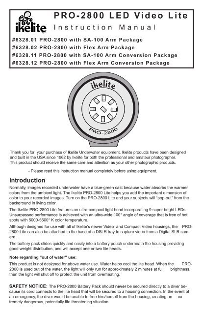 PRO-2800 LED Video Lite - IKELITE Underwater Systems