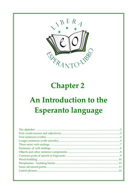 Chapter 2 An Introduction to the Esperanto language