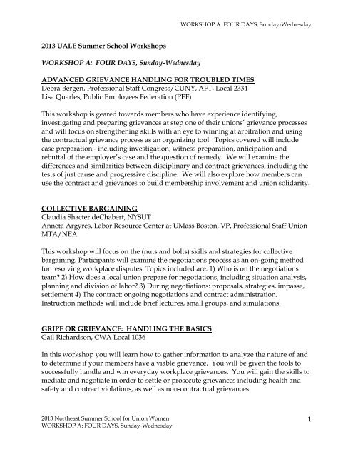 Detailed workshop descriptions - ILR School