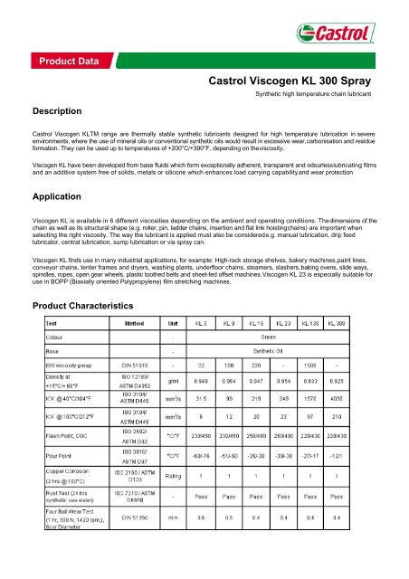 Castrol Viscogen KL 300 Spray - Industrial Lubricants & Services ...