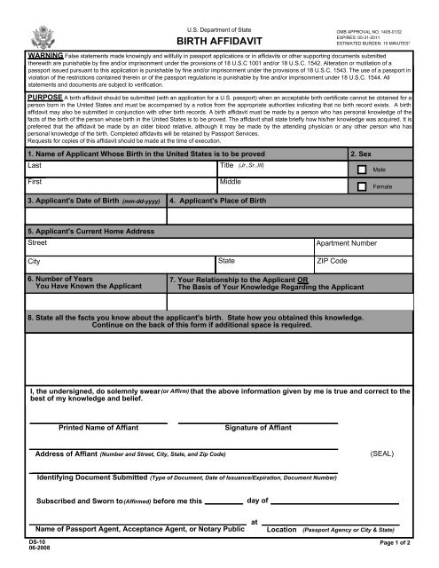 Form DS-10 - ILW.com