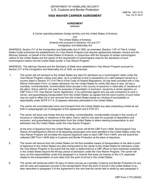 CBP Form I-775 - ILW.com