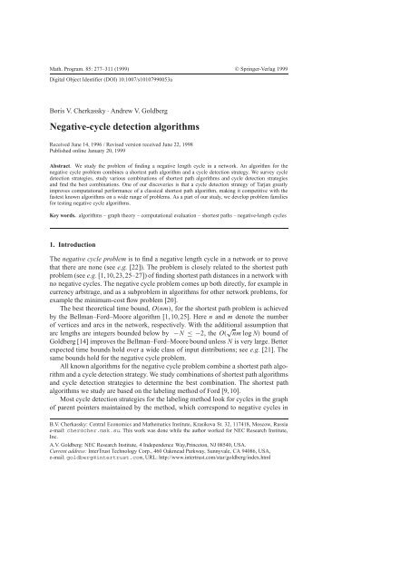 Negative Cycle Detection Algorithms 5015