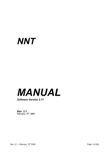 NNT - Software Manual - Image Works