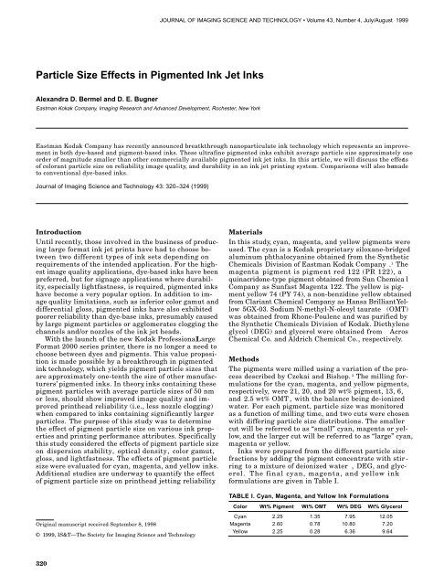 JOURNAL OF IMAGING SCIENC