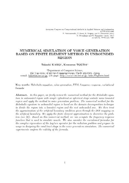 Numerical Simulation Of Voice Generation Based On Finite Element