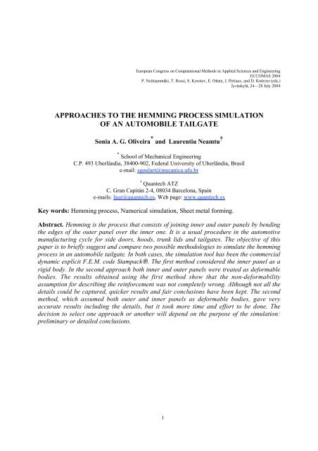 approaches to the hemming process simulation of an automobile ...