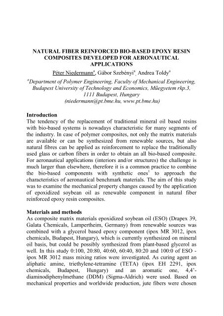 NATURAL FIBER REINFORCED BIO-BASED EPOXY RESIN ...