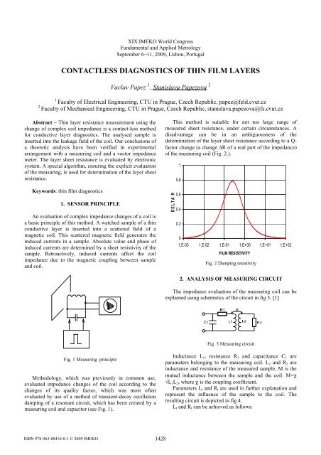 contactless diagnostics of thin film layers - IMEKO XIX World ...