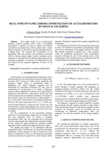 real-time dynamic error compensation of accelerometers by digital ...