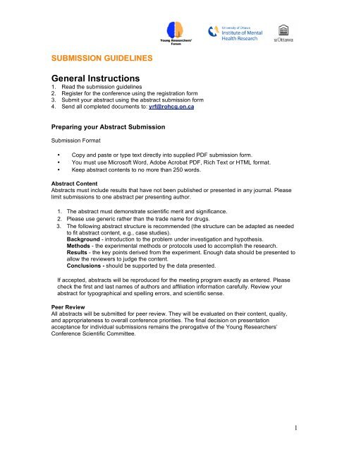 Abstract Submission Guidelines Abstract Submission Guidelines