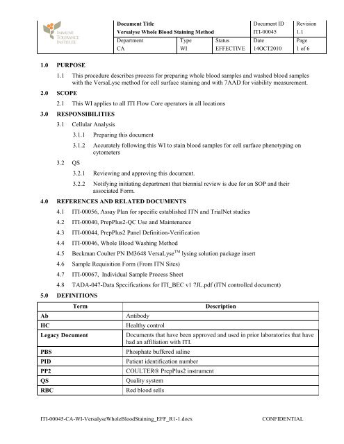 Staining of Cells in Whole Blood for Flow Cytometry using Veralyse