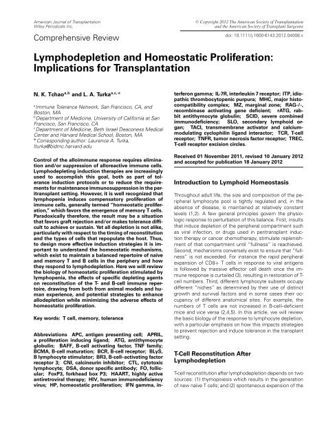 Reprint - Immune Tolerance Network