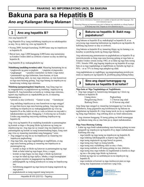 VIS Hepatitis B - Tagalog