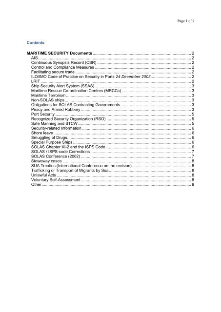 Maritime Security Documents - IMO