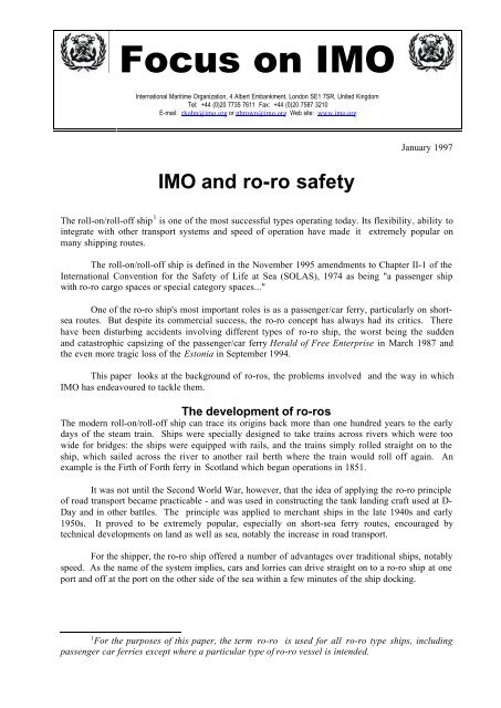 Ro-ro safety - IMO