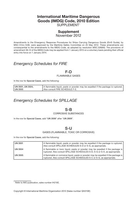IMDG Code Supplement 2010 - IMO