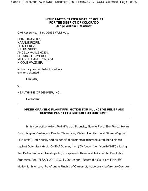 order granting motion for injunctive relief - Impact Litigation Journal