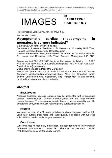 Images in Paediatric Cardiology