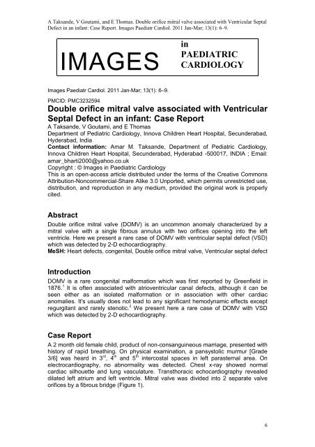 Case Report - Images in Paediatric Cardiology