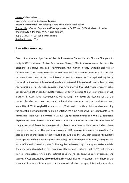 Executive summary - Imperial College London