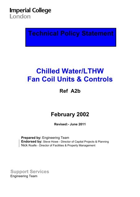 Chilled Water/LTHW Fan Coil Units and Controls - Imperial College ...
