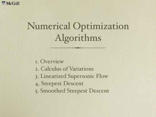 Numerical Optimization Algorithms Numerical Optimization Algorithms