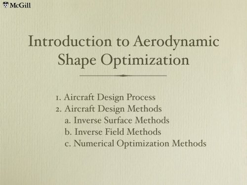 Introduction to Aerodynamic Shape Optimization