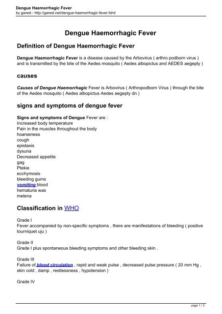 Dengue Haemorrhagic Fever
