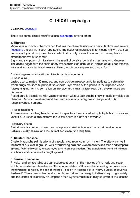 CLINICAL cephalgia