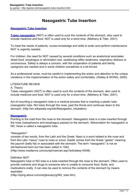 Nasogastric Tube Insertion