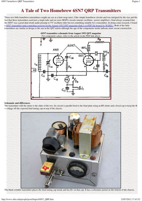 6SN7 homebrew QRP Transmitters - IN3ECI
