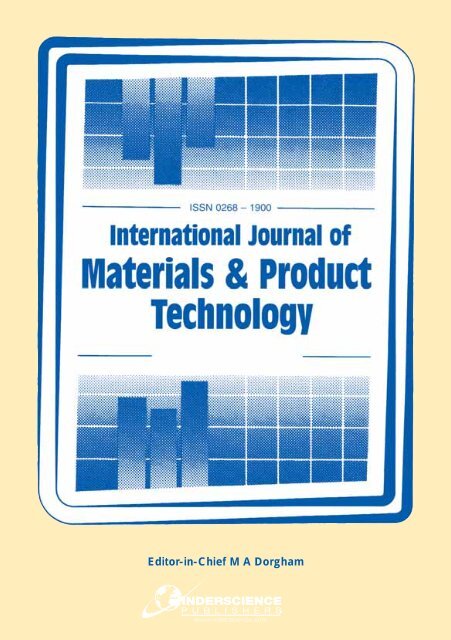 Editor-in-Chief M A Dorgham - Inderscience Publishers