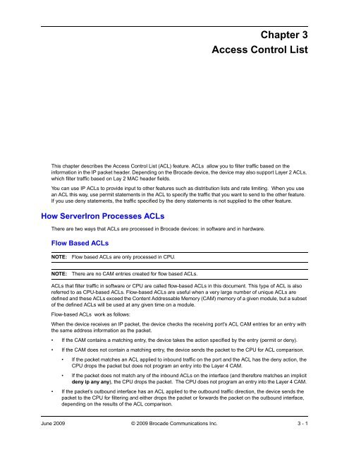 Chapter 3 Access Control List - Brocade