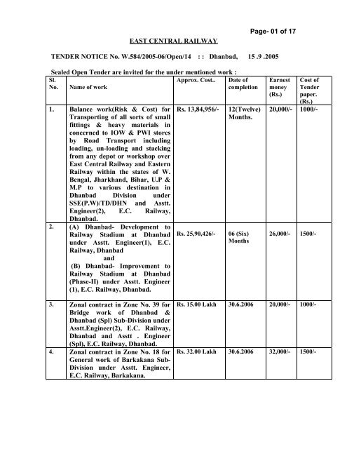EAST CENTRAL RAILWAY - Indian Railways